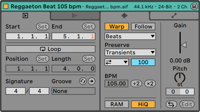 Clip View — Ableton Reference Manual Version 11 | Ableton