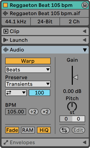 Clip View — Ableton Reference Manual Version 11 | Ableton