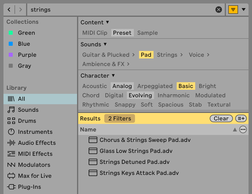 Working with the Browser — Ableton Reference Manual Version 12 | Ableton