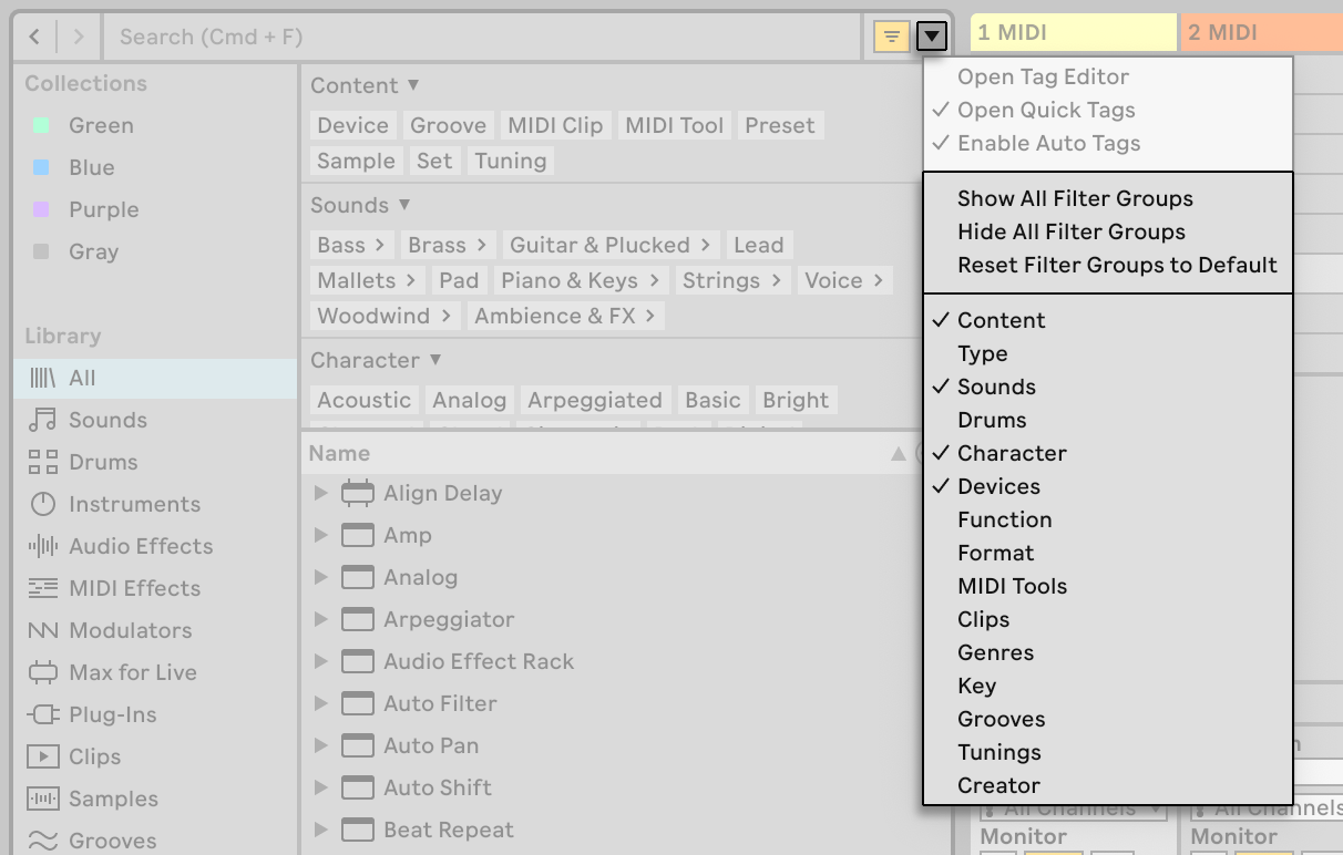 Working with the Browser — Ableton Reference Manual Version 12 | Ableton