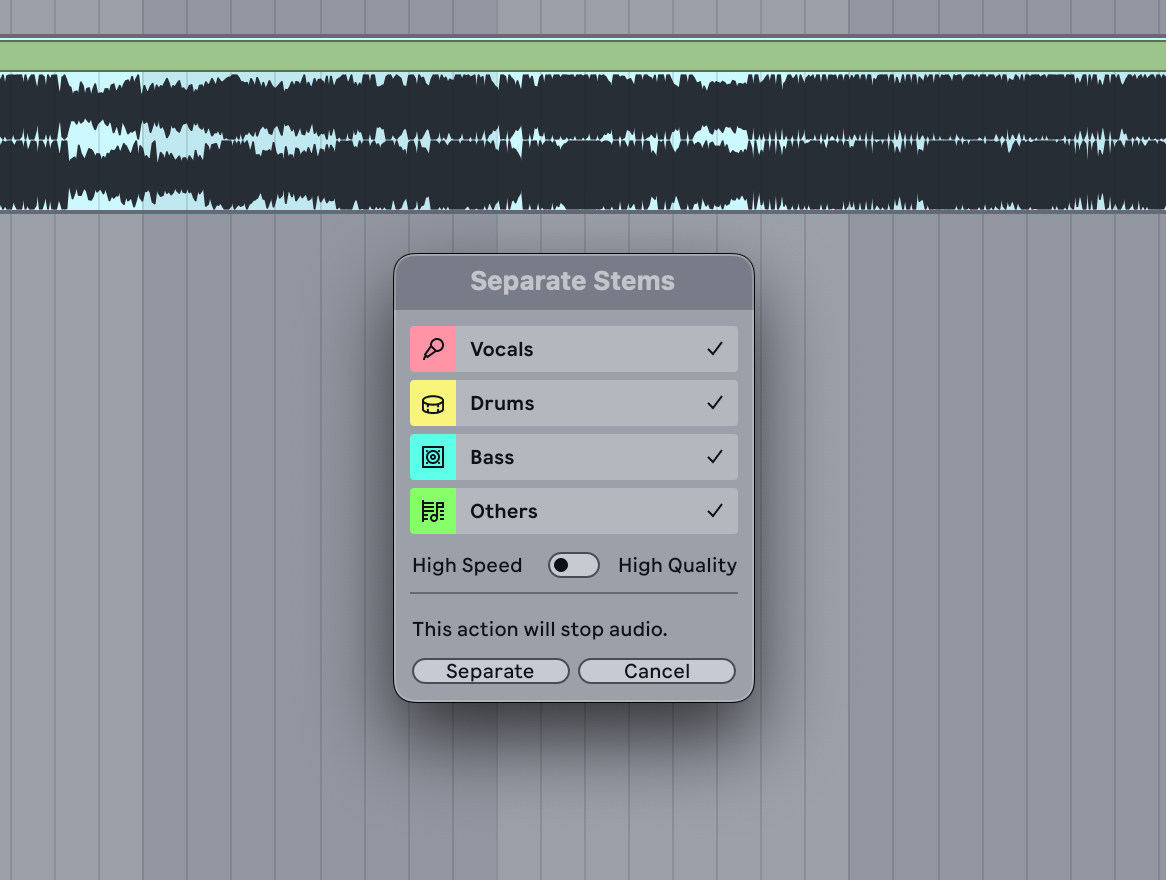 Stem Separation — Ableton Reference Manual Version 12 | Ableton