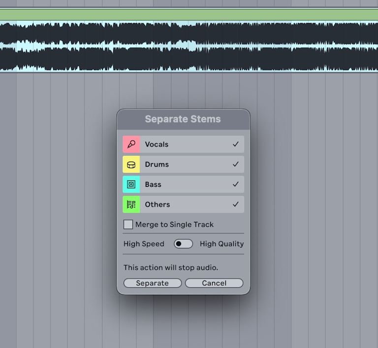 Stem Separation — Ableton Reference Manual Version 12 | Ableton