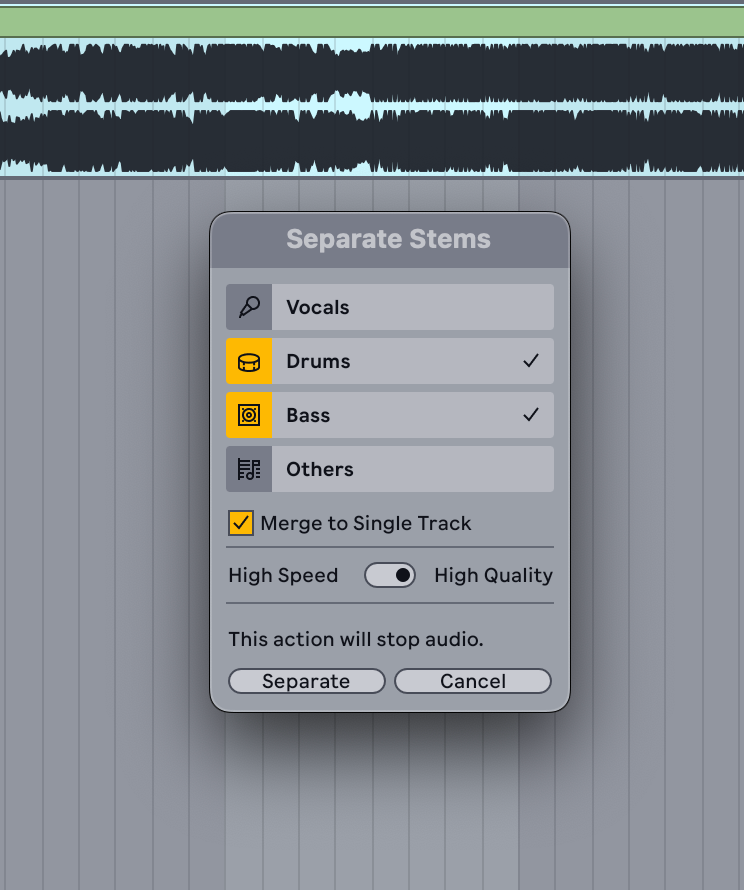 Stem Separation — Ableton Reference Manual Version 12 | Ableton
